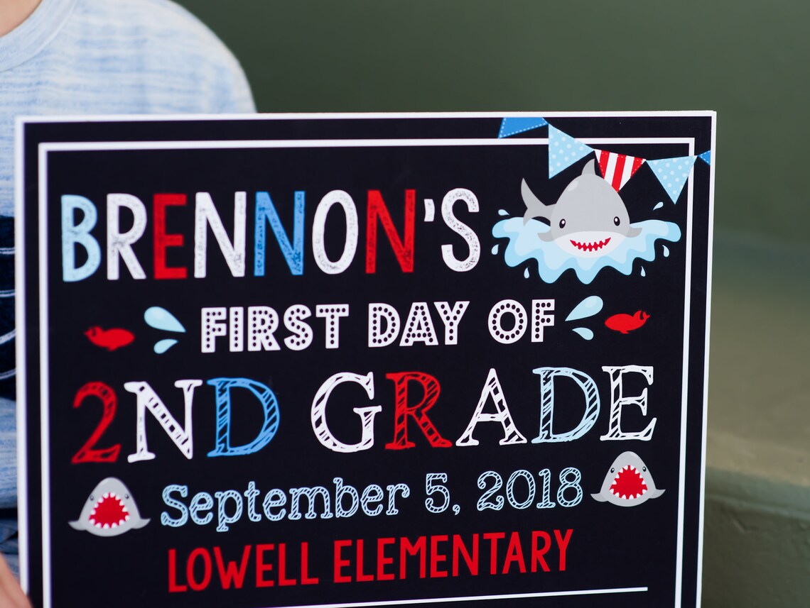 Shark First Day of Preschool Sign 1st Day of Kindergarten Back | Etsy