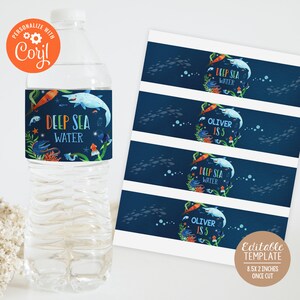 Editable Under the Sea Water Bottle Labels Deep Sea Creatures Boy ...