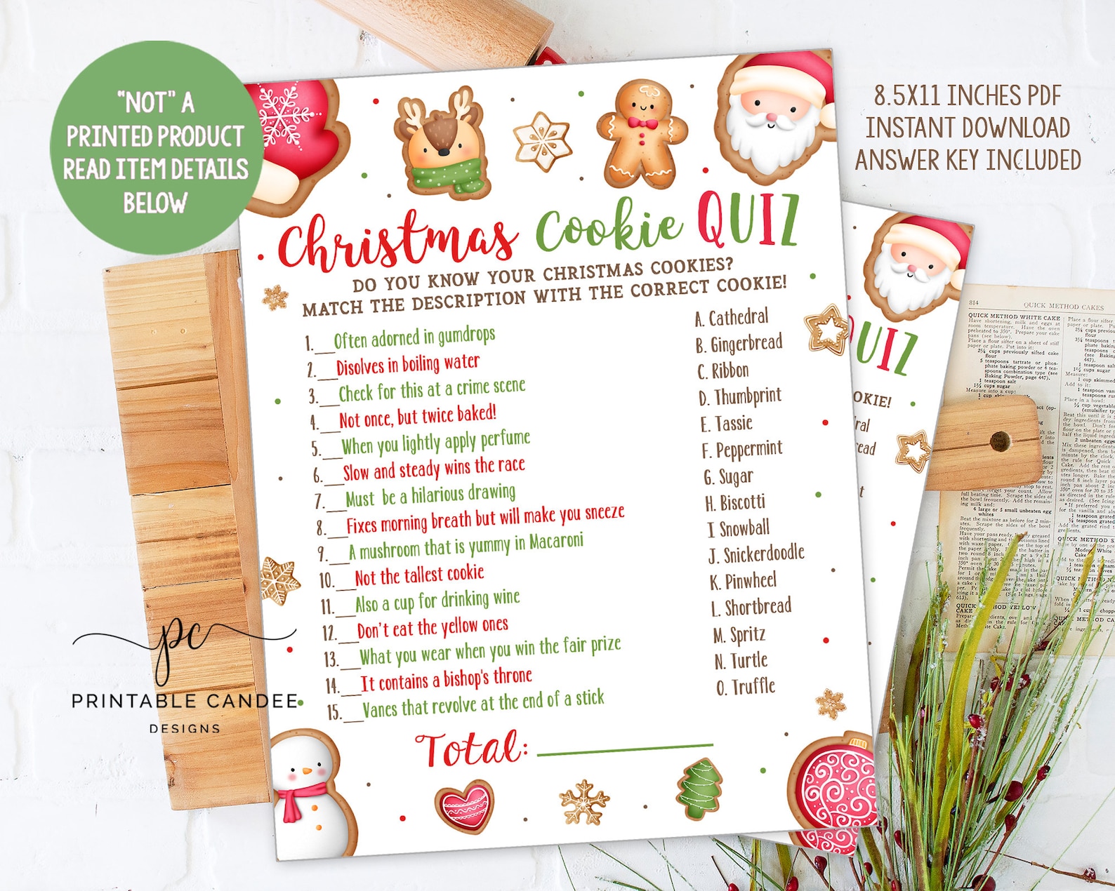 Instant Download Christmas Cookie Quiz Game Holiday Party - Etsy