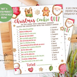 Instant Download Christmas Cookie Quiz Game Holiday Party Games ...