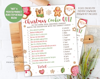 INSTANT DOWNLOAD Printable Christmas Cookie Quiz Game / Class - Etsy