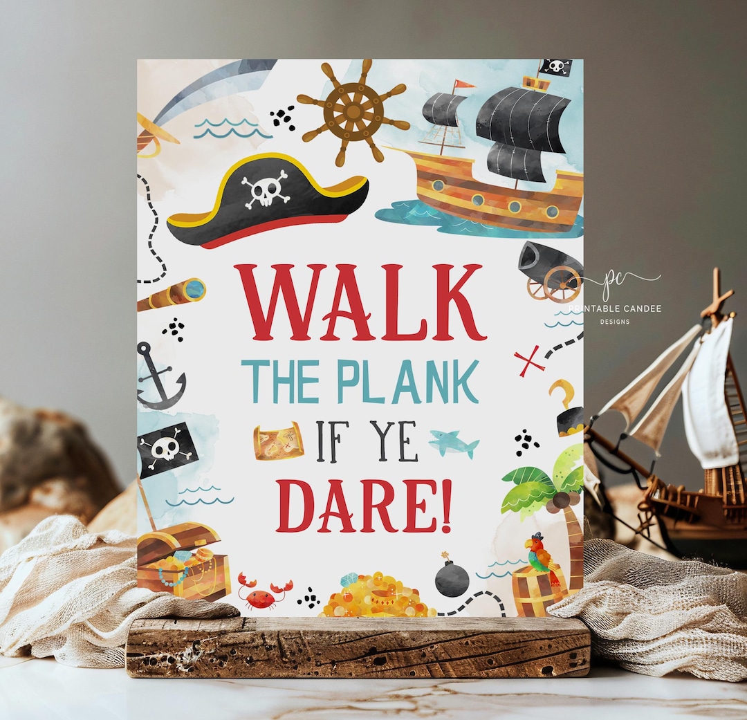Pirate Birthday Walk the Plank Sign Ahoy Matey Theme Pirates Party ...