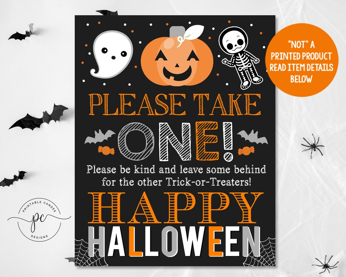 Halloween Door Sign Please Take One Party Decor Trick or Treat ...