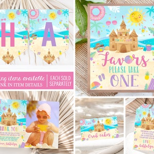 Editable Beach Party Welcome Sign Girl Birthday Summer Beach Bash Ocean ...