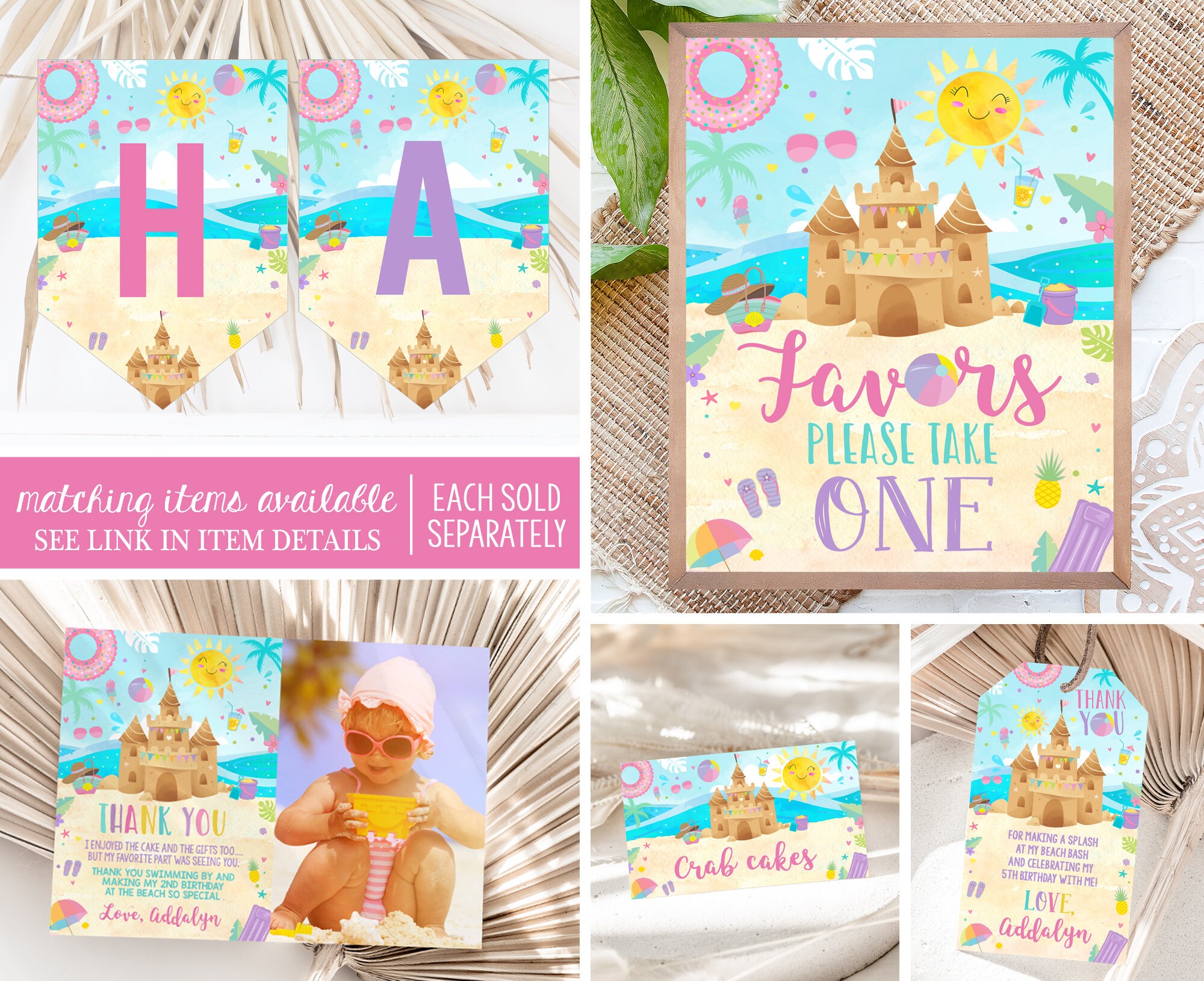 Editable Beach Party Welcome Sign Girl Birthday Summer Beach Bash Ocean ...