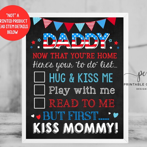 Welcome Home Daddy Sign Homecoming Kids Back From Deployment | Etsy