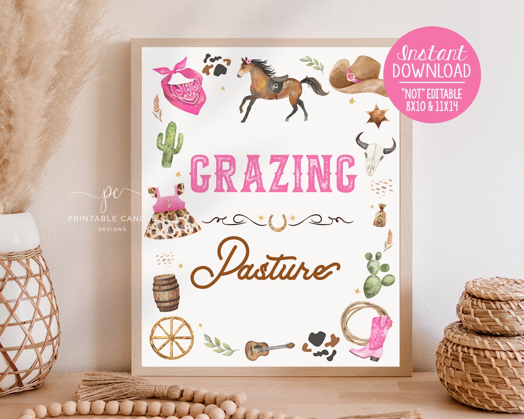 Cowgirl Food Sign 1st Rodeo Birthday Party Theme Wild West Grazing ...