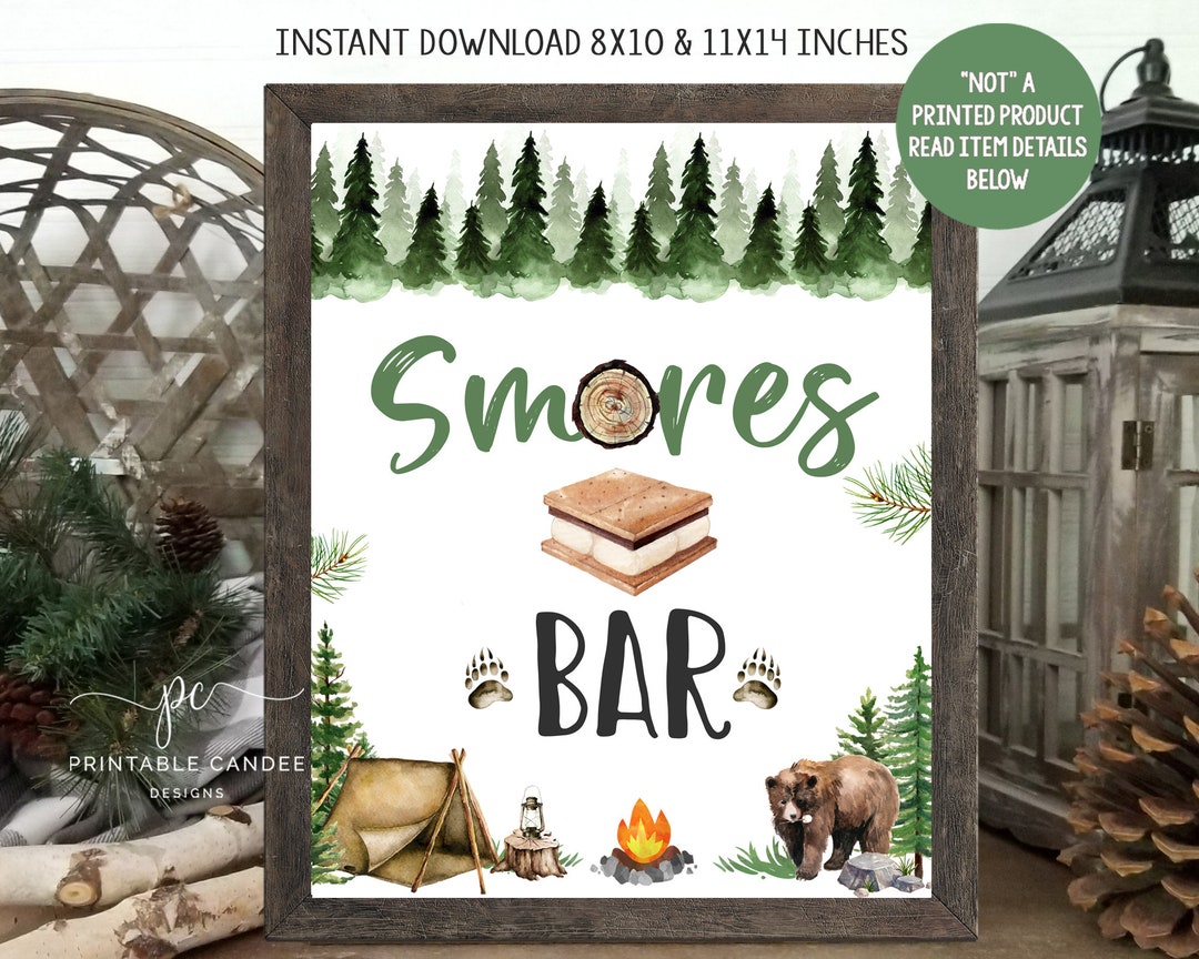 S'mores Bar Sign Camping Party Decor Lumberjack One Happy - Etsy