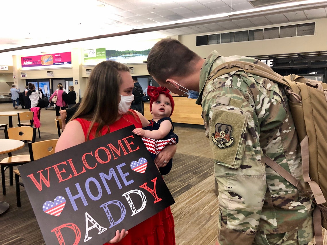 Welcome Home Daddy Sign Editable Red White Blue Homecoming | Etsy