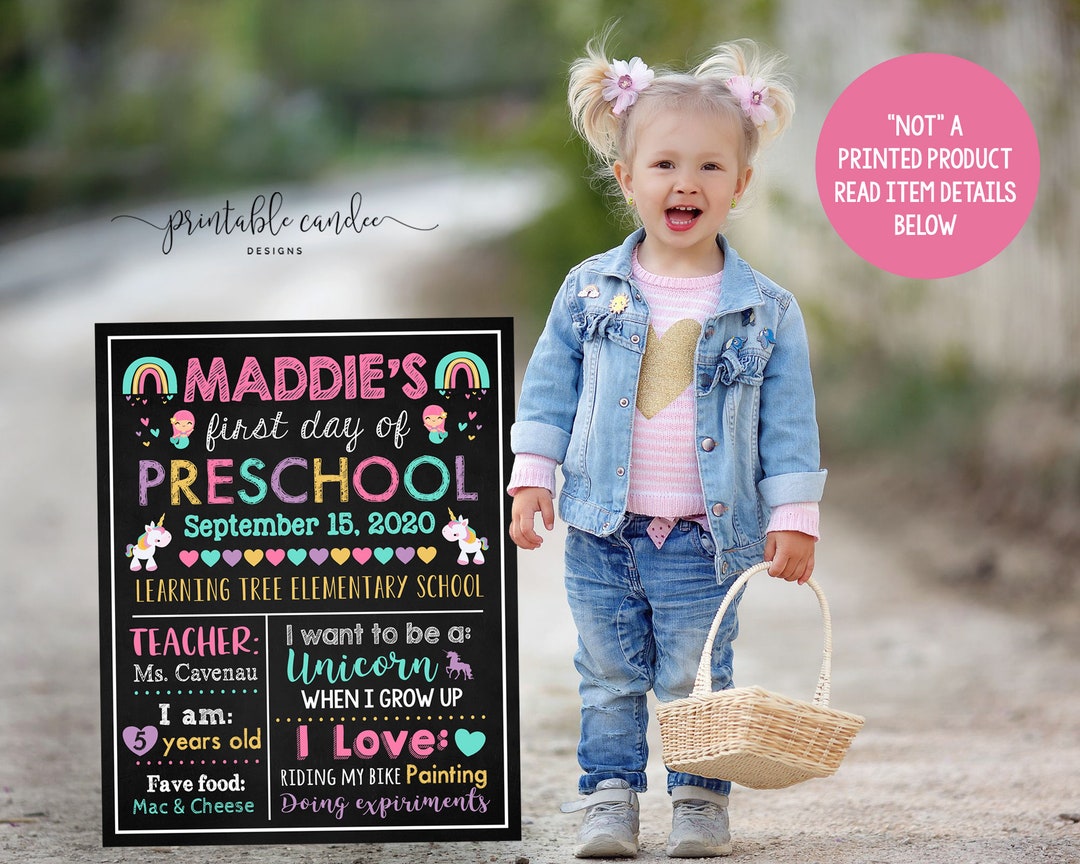 Unicorn Mermaid First Day of Preschool Sign 1st Day Kindergarten Back ...