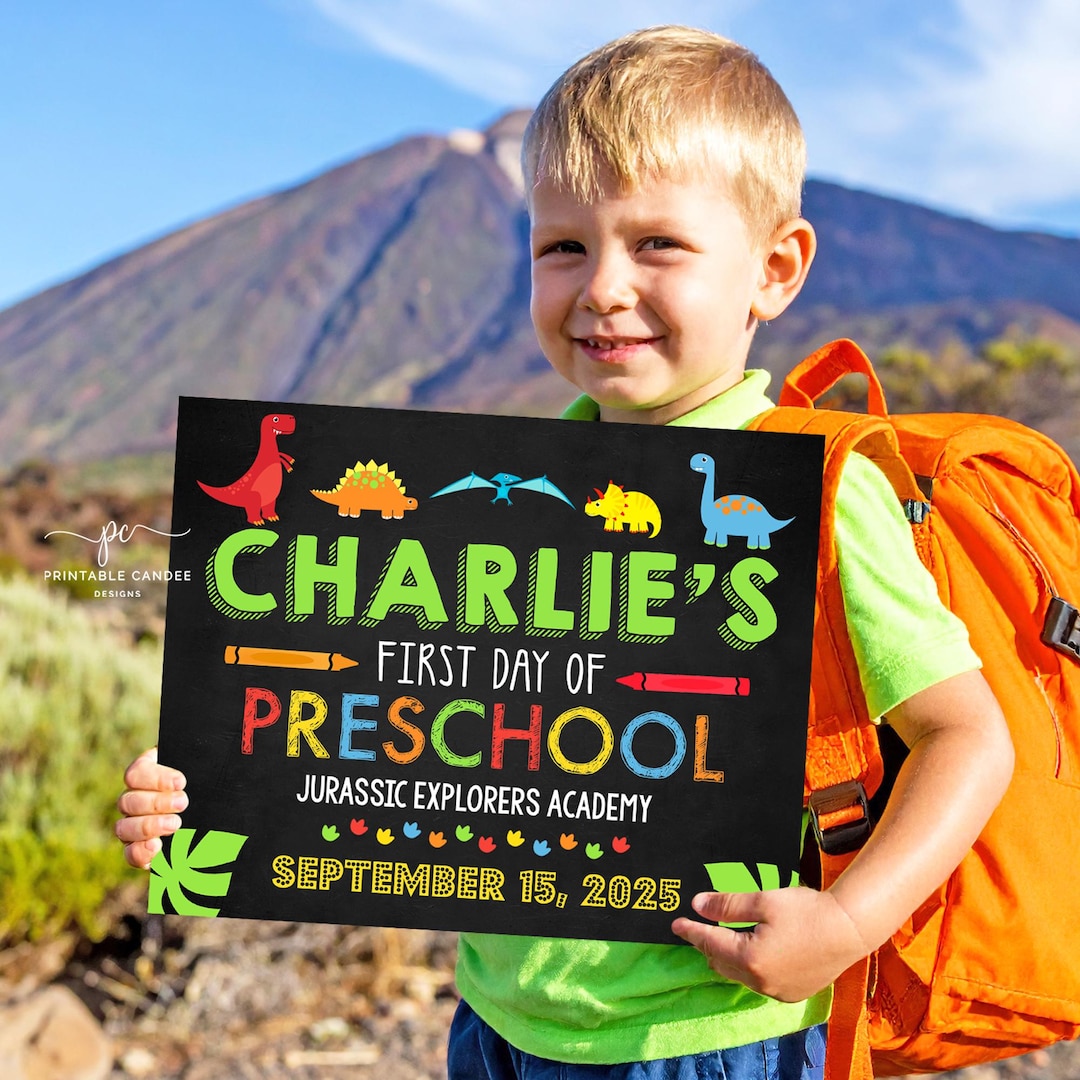 Editable Dinosaur First Day of School Sign Green Trex 1st Day of ...