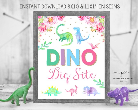 Dinosaur Dig Site Sign Girl Dino Birthday Table Games Gift | Etsy