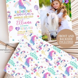 Editable Unicorn Rainbow Birthday Invitation Unicorns Rainbows Sparkle ...