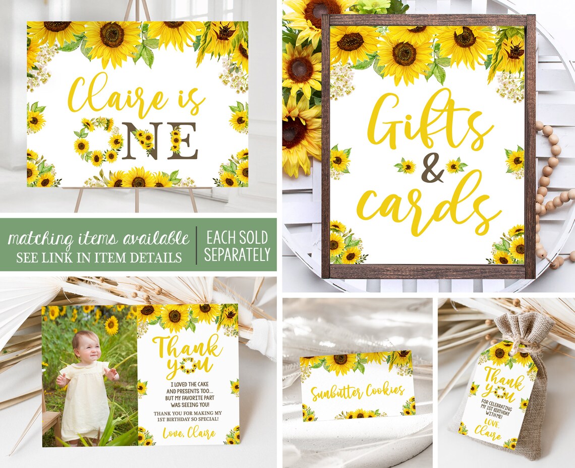 Sunflower 2nd Birthday Invitation Floral Party Invite Summer Sunflowers ...