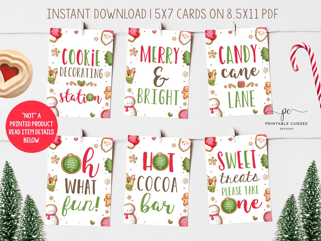 Christmas Cookie Party Signs Girl Baking Food Labels Birthday Party ...