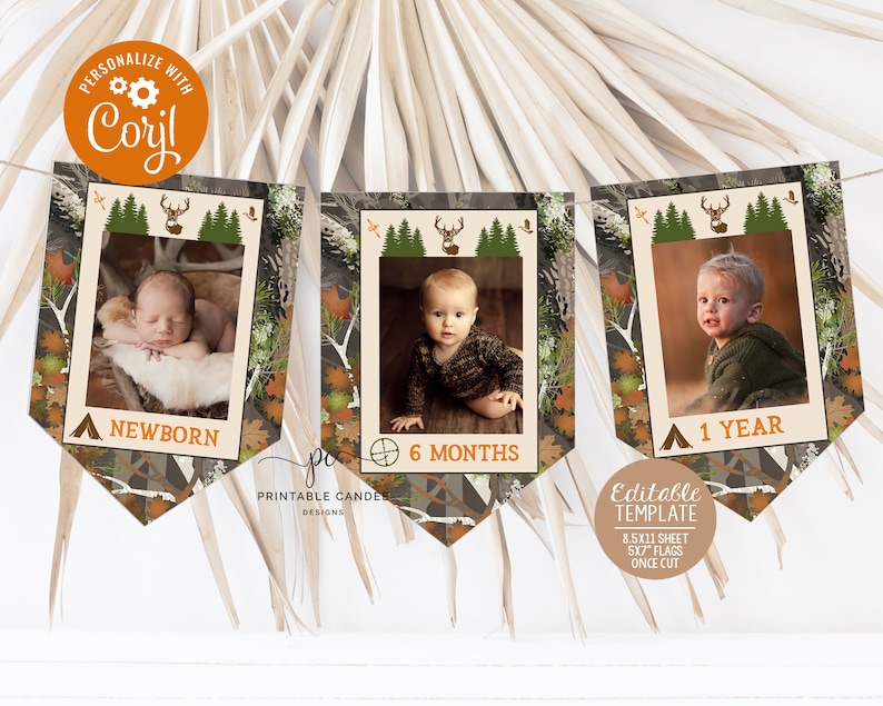 Editable Hunting First Birthday Banner Birthday Deer Camo - Etsy