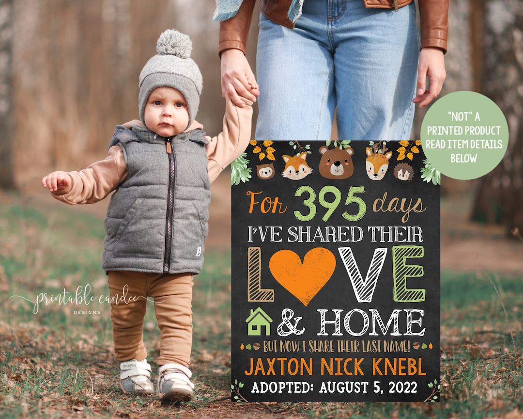 Adoption Announcement Sign Digital Chalkboard Adopted Woodland Boy ...