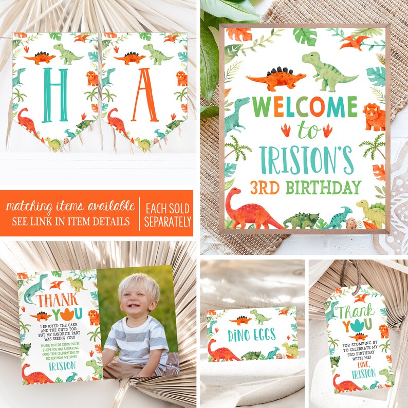Editable Dinosaur Welcome Sign Boy Dino Birthday Party Theme Door Sign ...