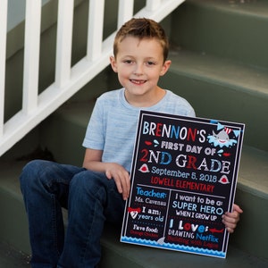 Shark First Day of Preschool Sign 1st Day of Kindergarten Back to ...