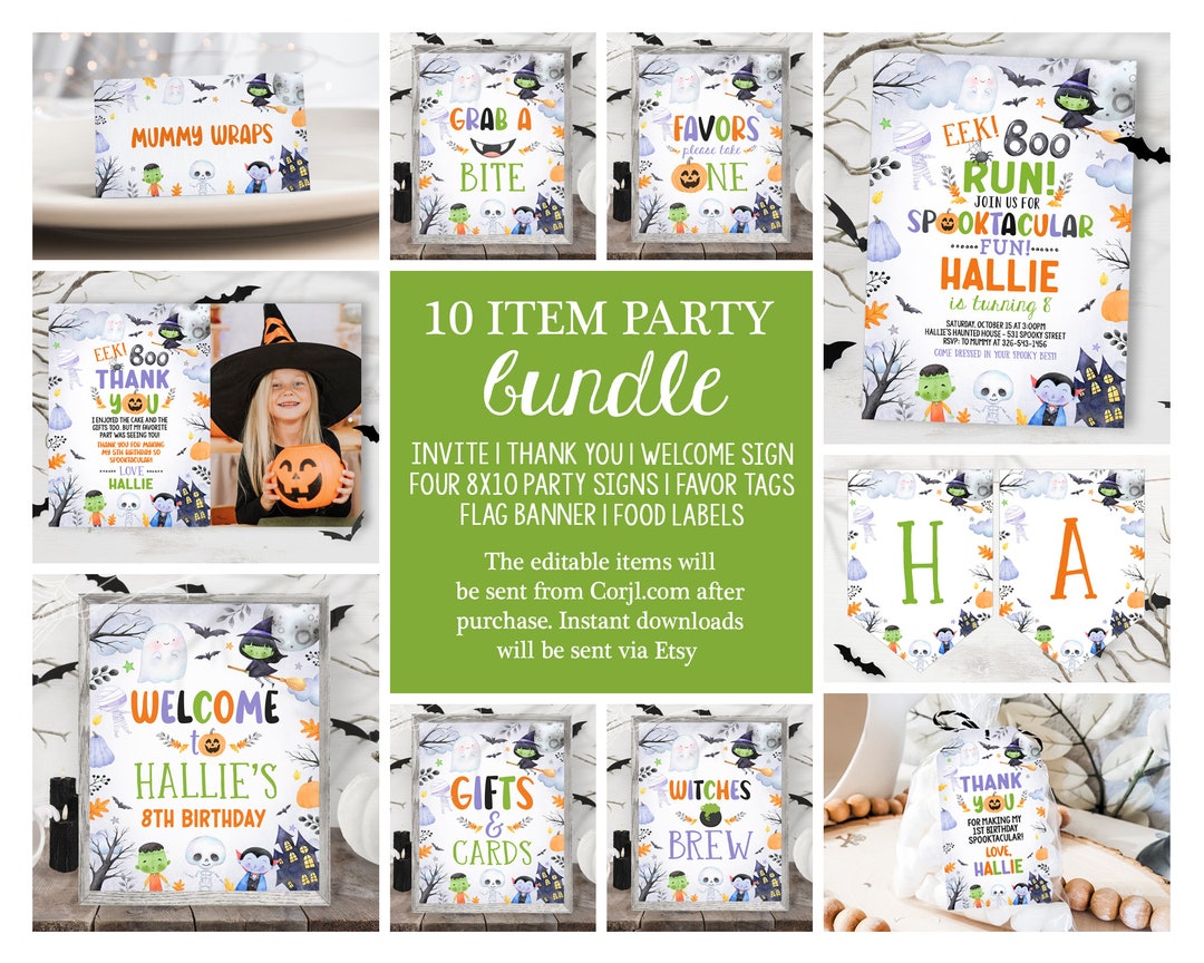 Editable Halloween Party Bundle Neutral Ghost Party Decor Boy Girl ...