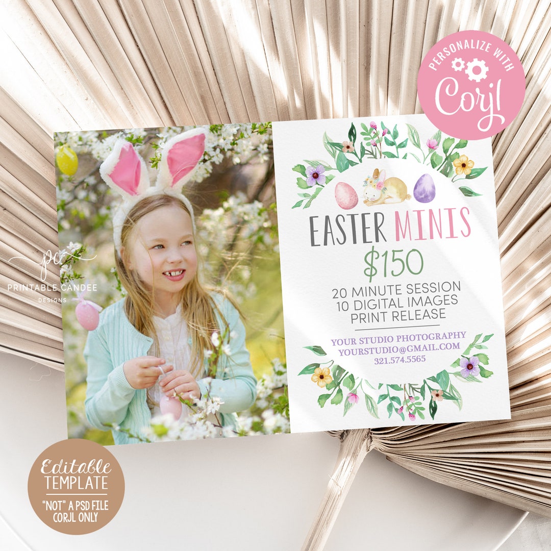 Easter Minis Session Template Spring Photography Floral Bunny Mini ...