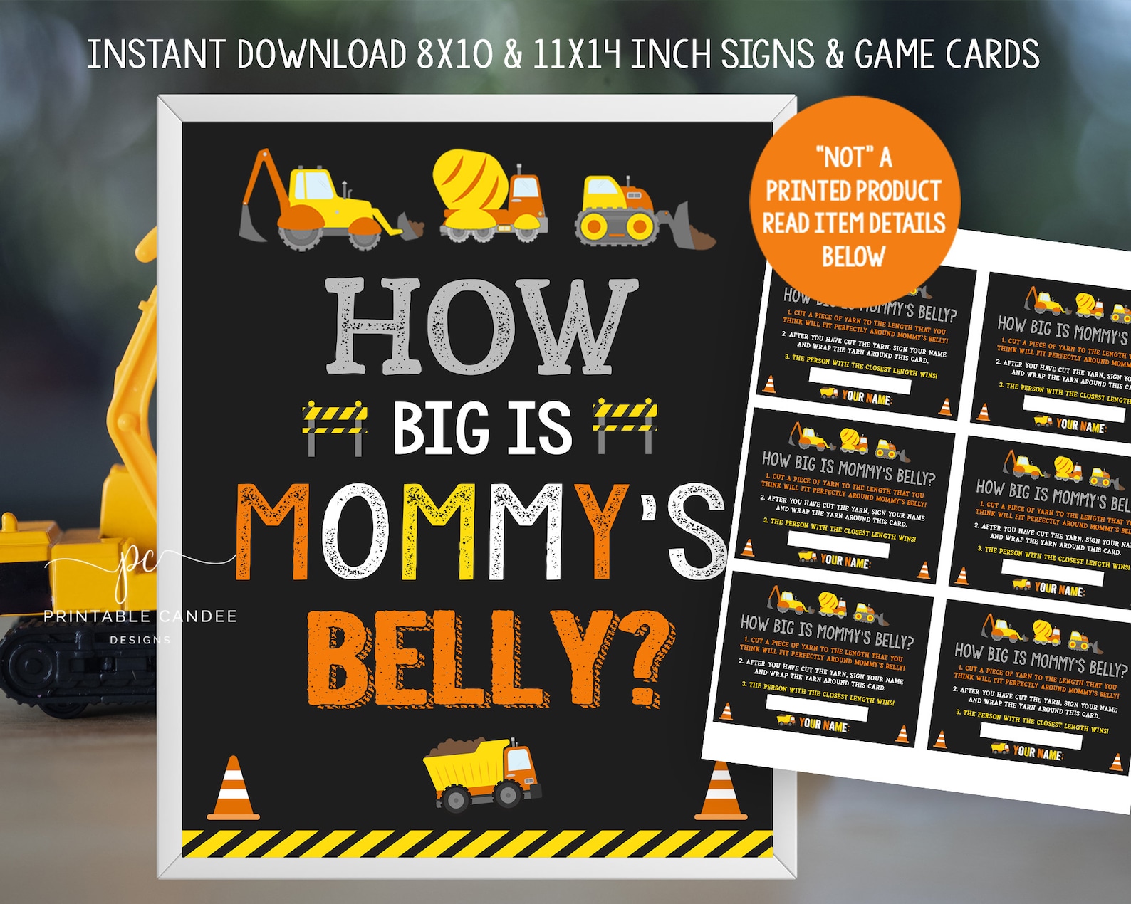 Dump Truck Baby Shower Game How Big is Mommy's Belly - Etsy