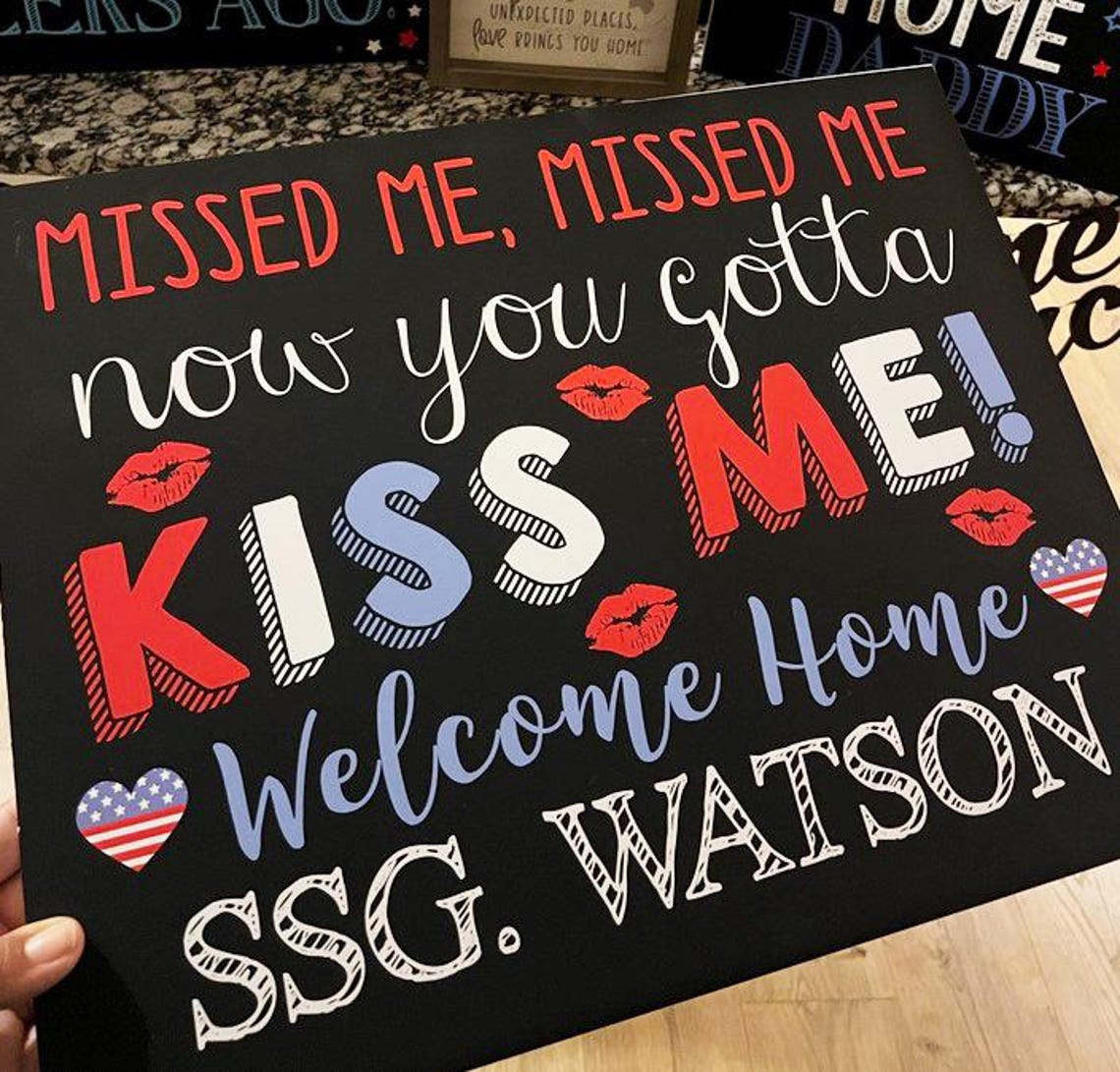 Editable Welcome Home Wife Spouse Husband Sign Sailor Homecoming Kisses ...