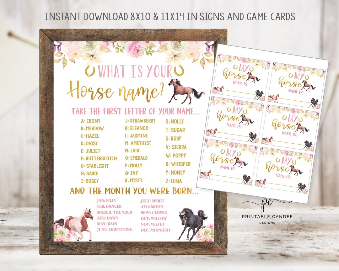 Horse Name Game Cowgirl Floral Gold Pink Theme Party Decor - Etsy
