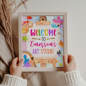 Art Birthday Welcome Sign Painting Party Decor Rainbow Artist Theme ...