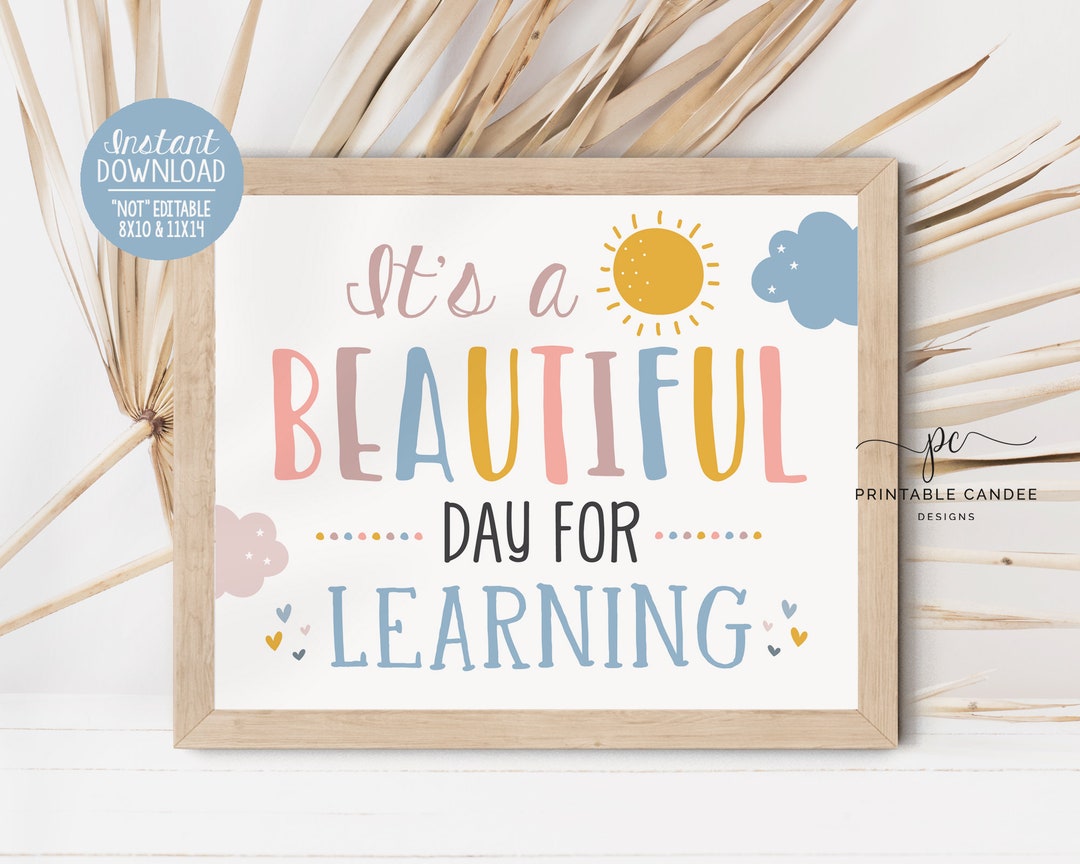 Printable Teacher Quote Typography Sign Class Decor Neutral Rainbow ...