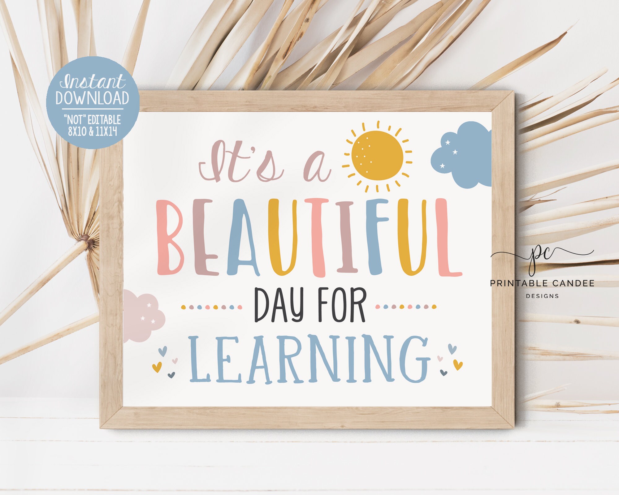 Printable Teacher Quote Typography Sign Class Decor Neutral Rainbow ...