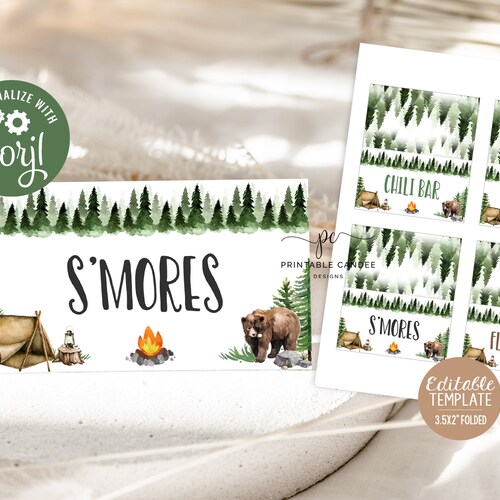 Camping Food Tents One Happy Camper Birthday Smores Woodland - Etsy