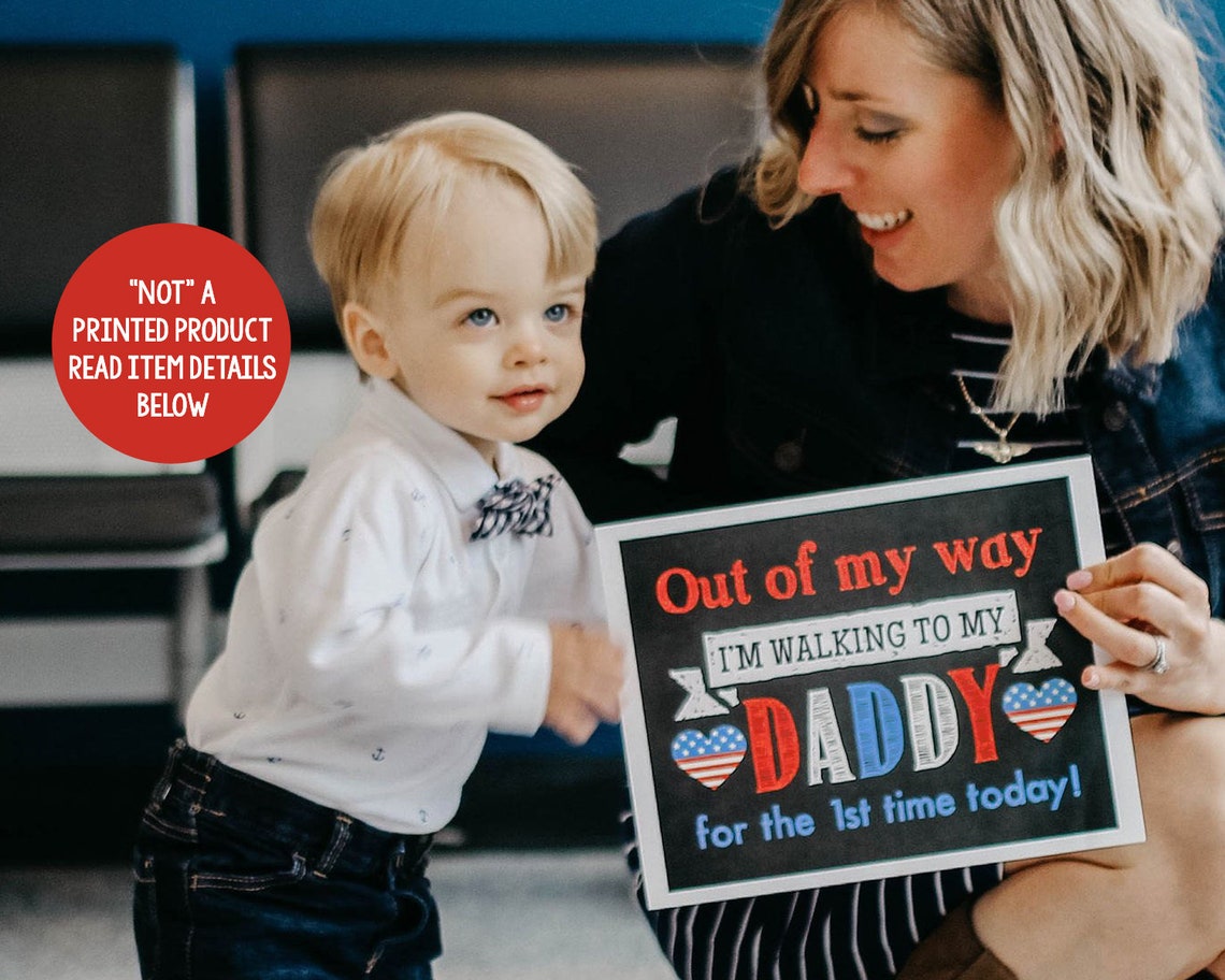 Welcome Home Daddy Sign Red White Blue Homecoming Back From Deployment ...