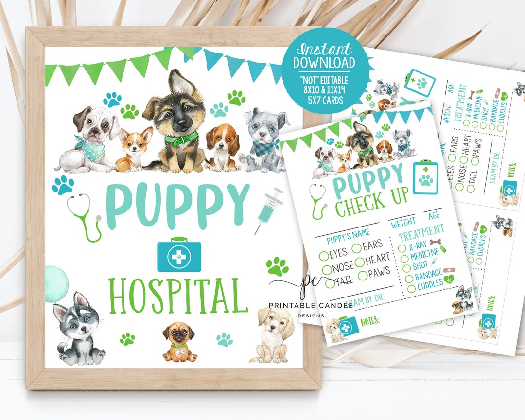 Puppy Hospital Sign Dog Birthday Party Vet Check up Game Decor Pet ...