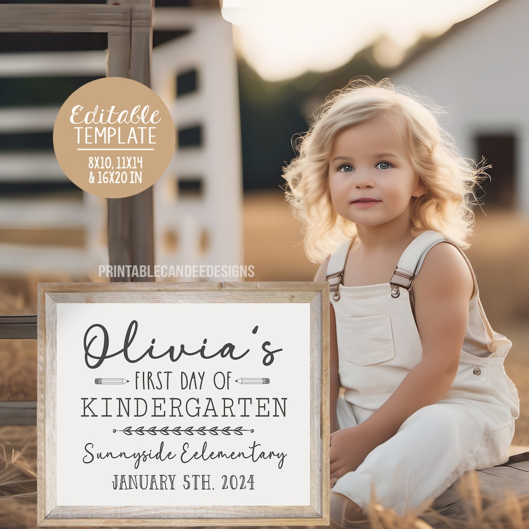 Editable First Day of School Sign Template Minimalist Back to School ...