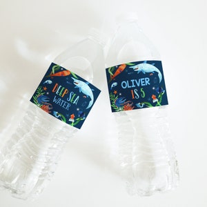 Editable Under the Sea Water Bottle Labels Deep Sea Creatures Boy ...