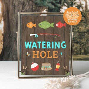 Fishing Drink Sign Fish Table Fishing Party Signs Rustic Fishing Decor ...
