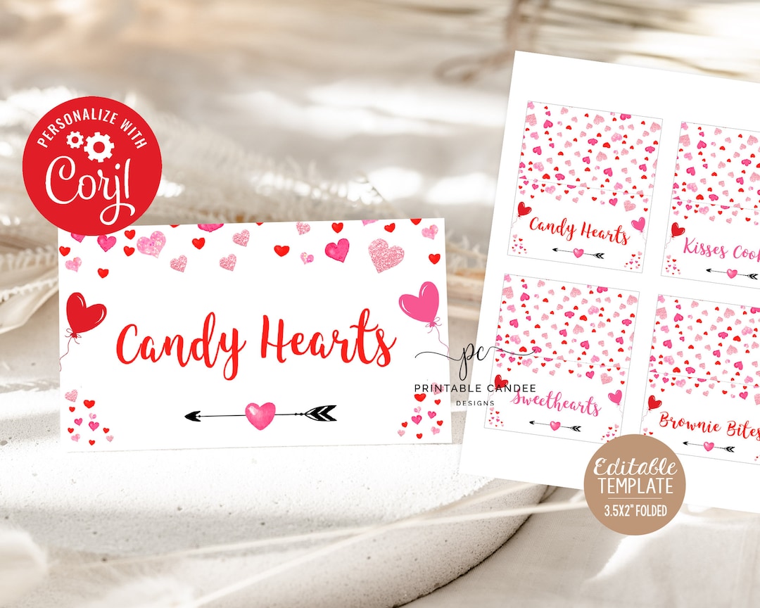 Editable Valentine Food Tent Signs Sweetheart Birthday Decor Heart ...