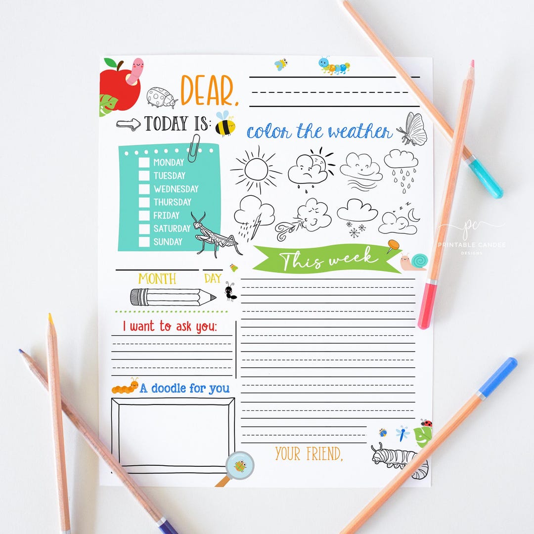 Penpal Letter Guide Kids Children Letter Writing Bug Coloring Page ...