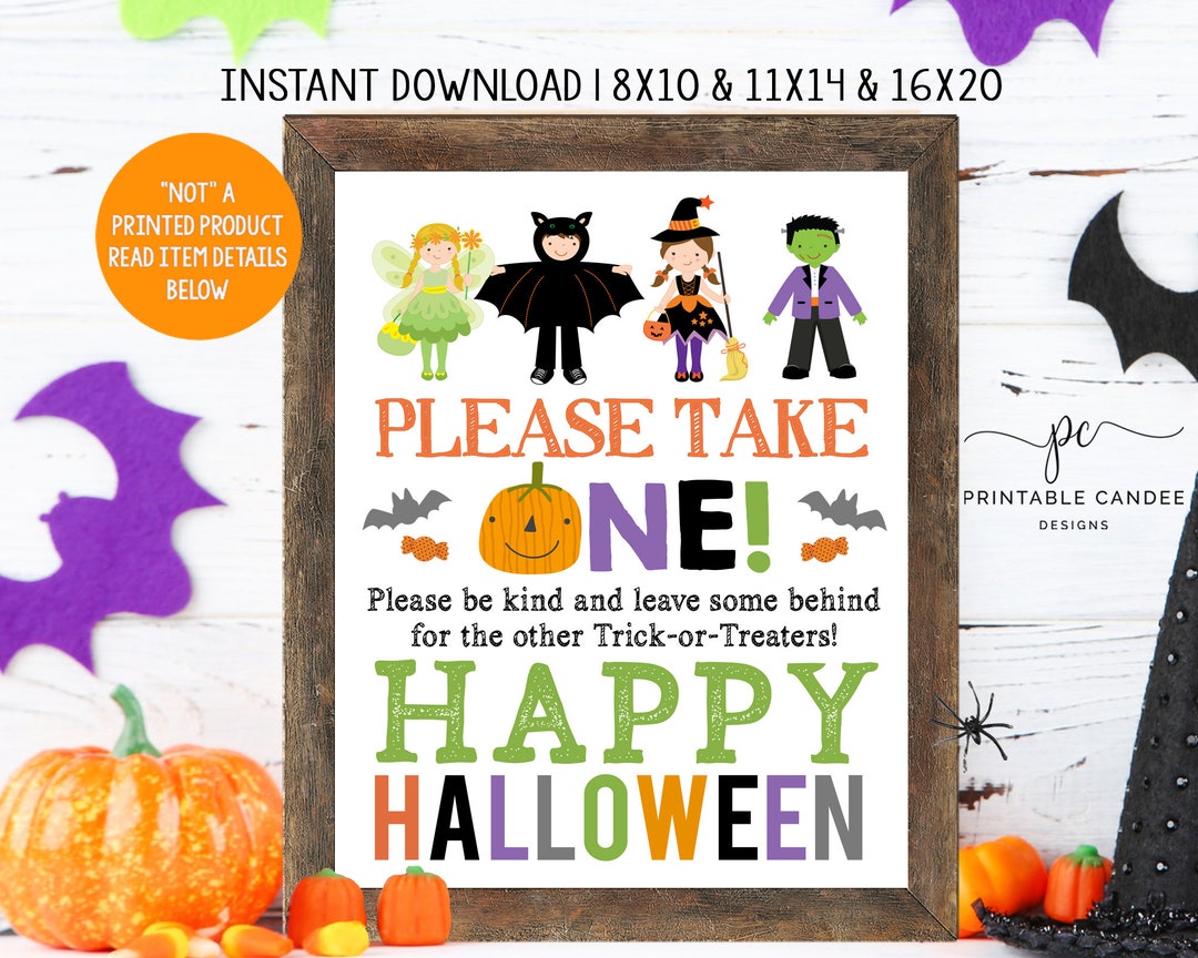 Halloween Door Sign Please Take One Halloween Party Decor Trick or ...