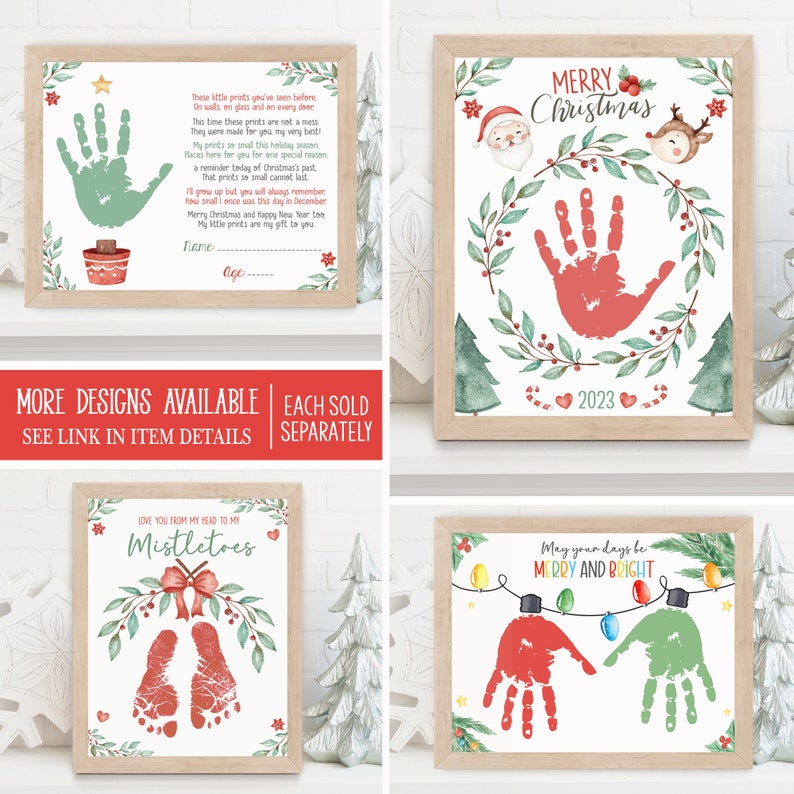 Mistletoe Christmas Footprint Art Craft Holiday School Activity Kids ...