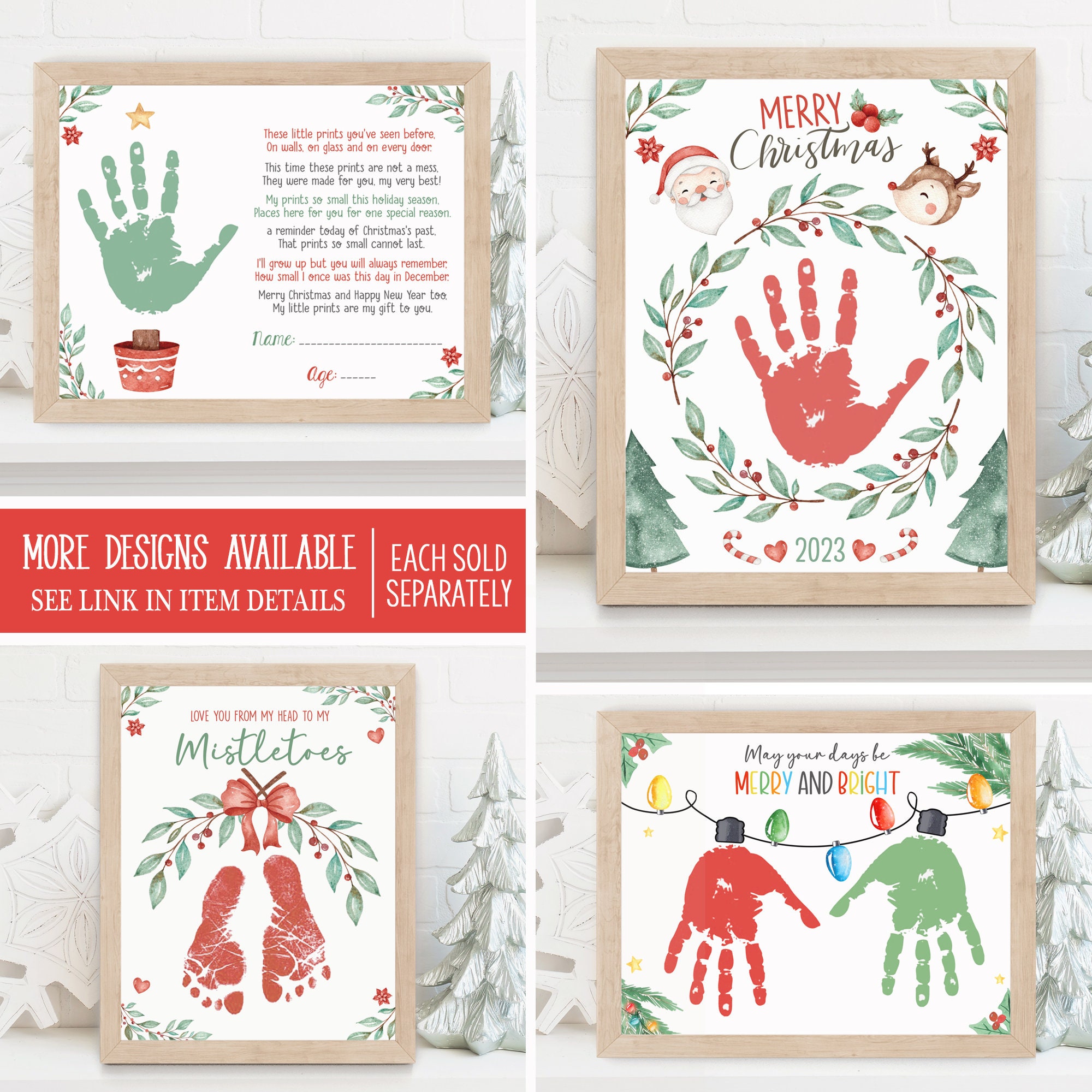 Mistletoe Christmas Footprint Art Craft Holiday School Activity Kids ...