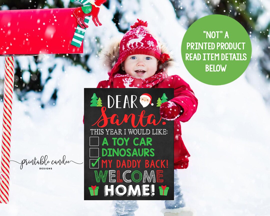 Dear Santa Welcome Home Daddy Sign Holiday Homecoming Christmas Back ...