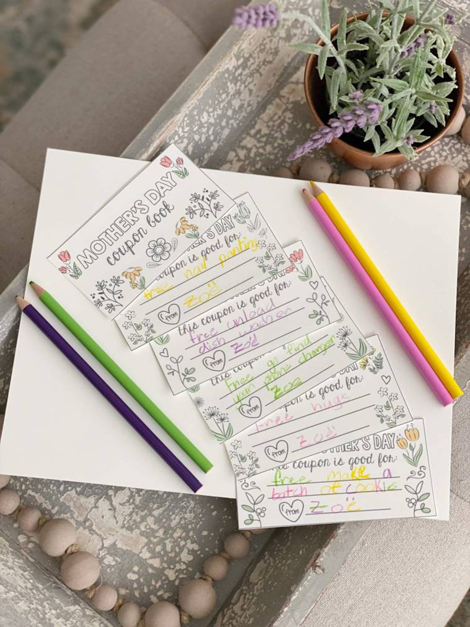 Mother's Day Coupon Book Printable Kids Children Mom Gift - Etsy