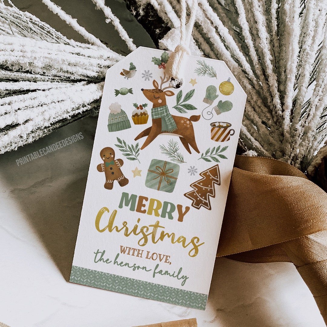 Editable Christmas Gift Tags Holiday Favor Tags Merry Christmas Favors ...