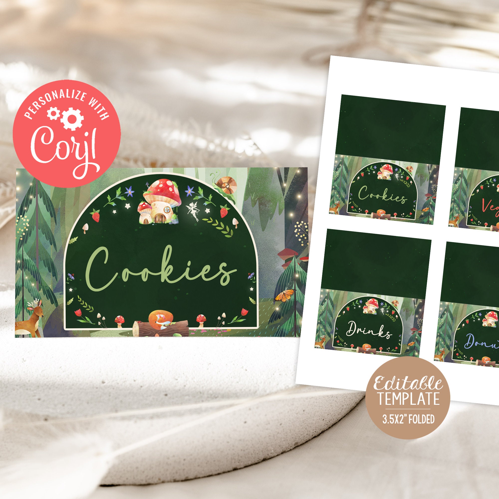 Editable Enchanted Forest Party Food Labels Woodland Fairy Birthday ...