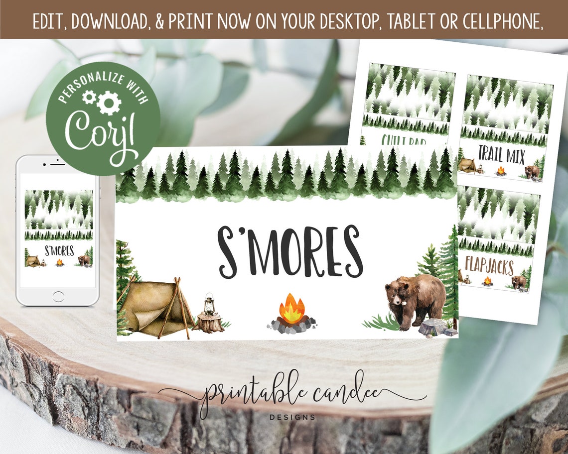 Camping Food Tents One Happy Camper Birthday Smores Woodland - Etsy