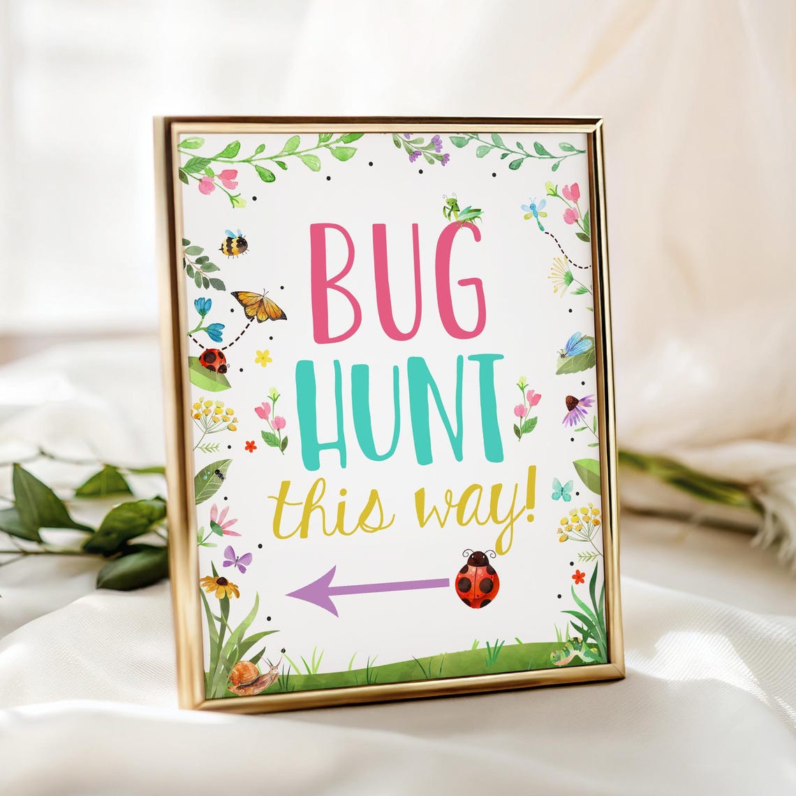 Bug Hunt Sign Girl Bugs Birthday Party Decor Bee Scavenger Hunt Instant ...