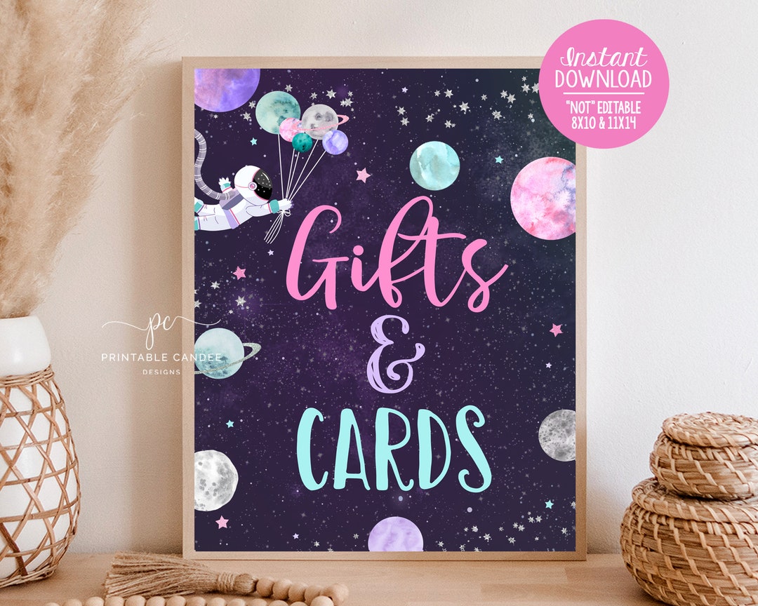 Girl Space Gift Sign Outer Space Birthday Gifts and Cards Sign Galaxy ...