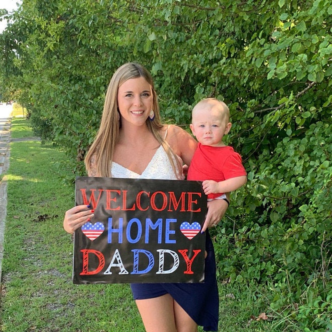 Welcome Home Daddy Sign Editable Red White Blue Homecoming - Etsy Ireland